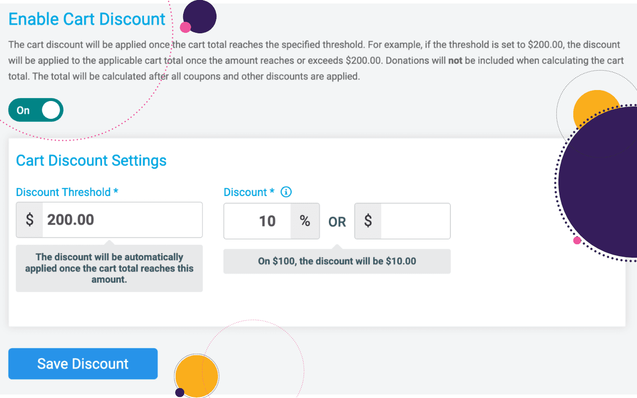 Automated Cart Total Discount - TicketSignup
