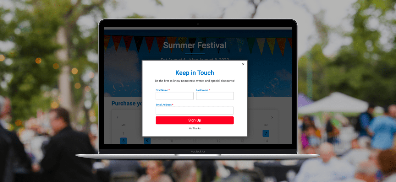 Email Capture Popup for Ticket Events - TicketSignup