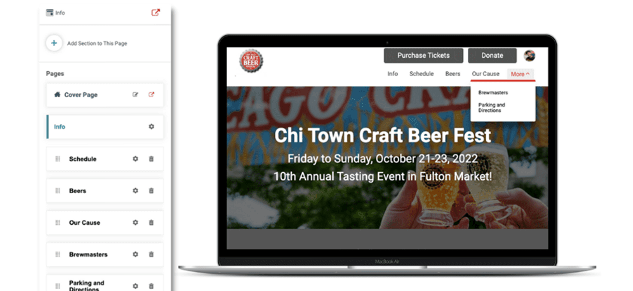 Pages and Menus Live on TicketSignup's Website Builder - TicketSignup