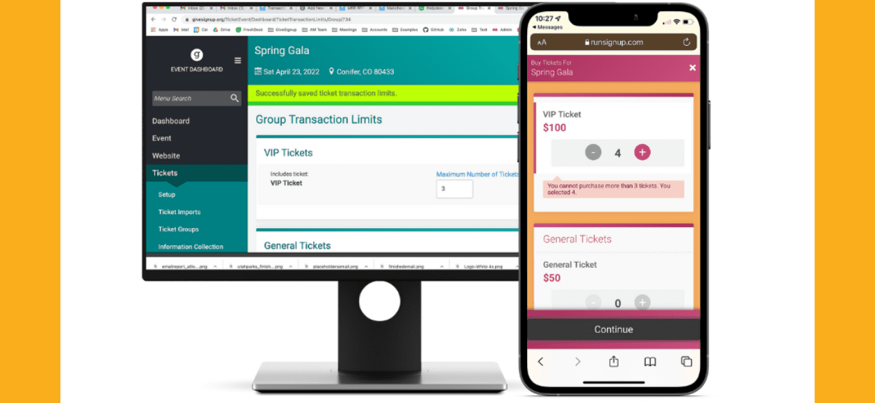 Ticket Transaction Limits Now Live - TicketSignup