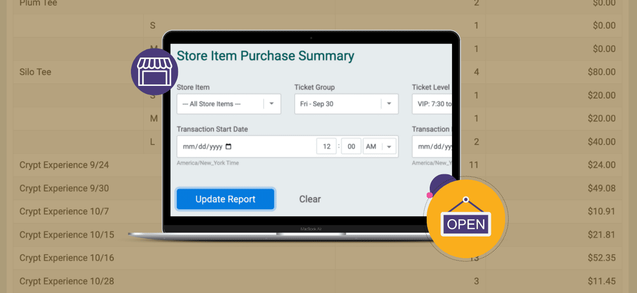 Ticket Store Item Summary Report - TicketSignup