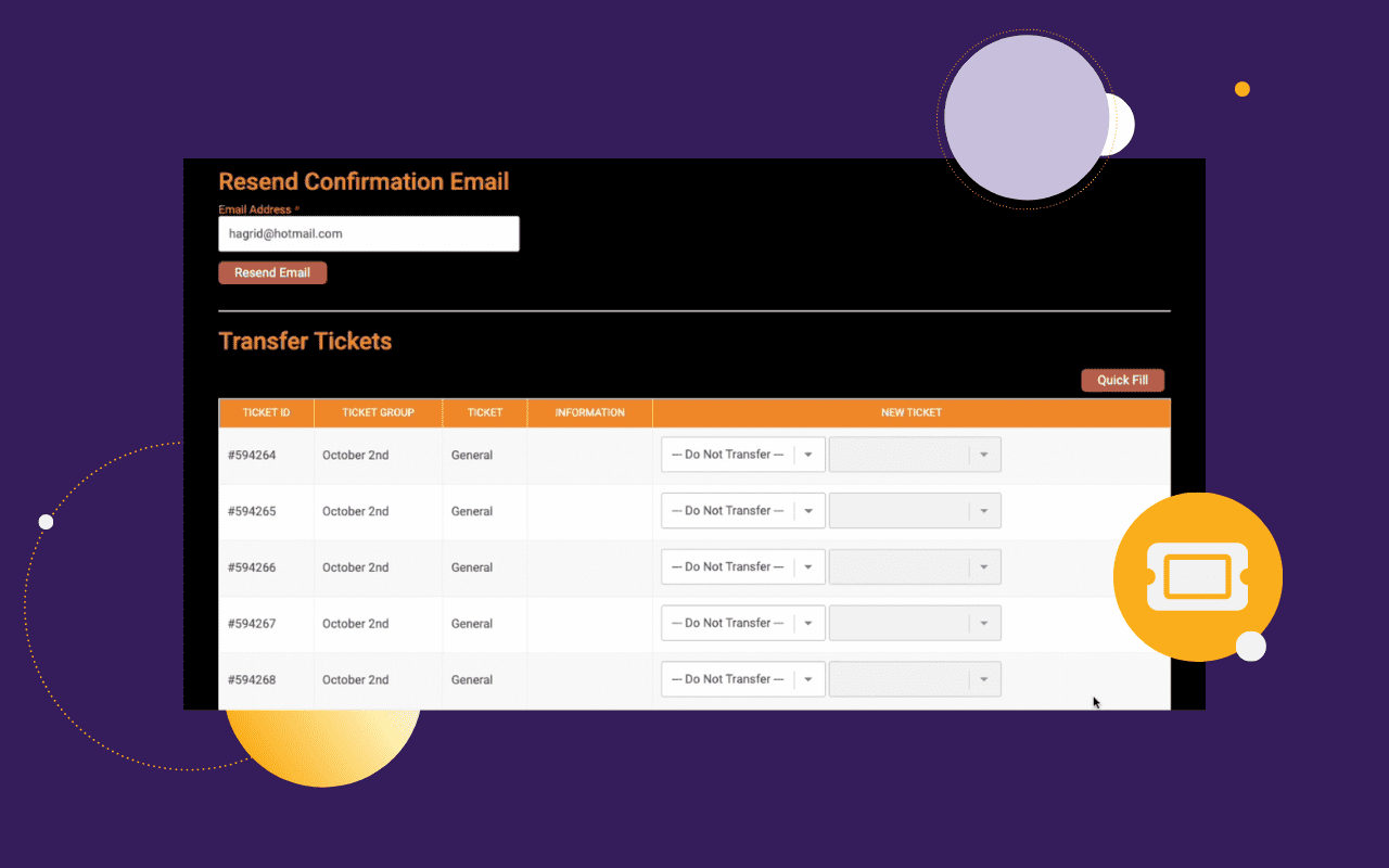 Self-Serve Ticket Transfer Quick Fill - TicketSignup