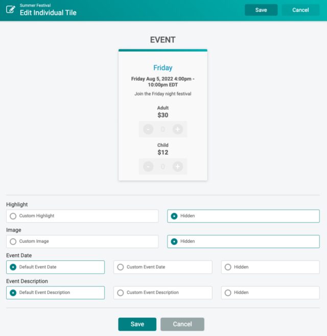 Custom Ticket Tiles - TicketSignup