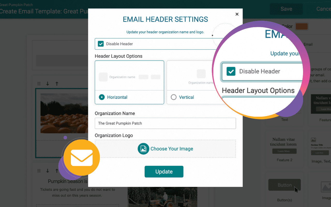 Disable Email Header - TicketSignup