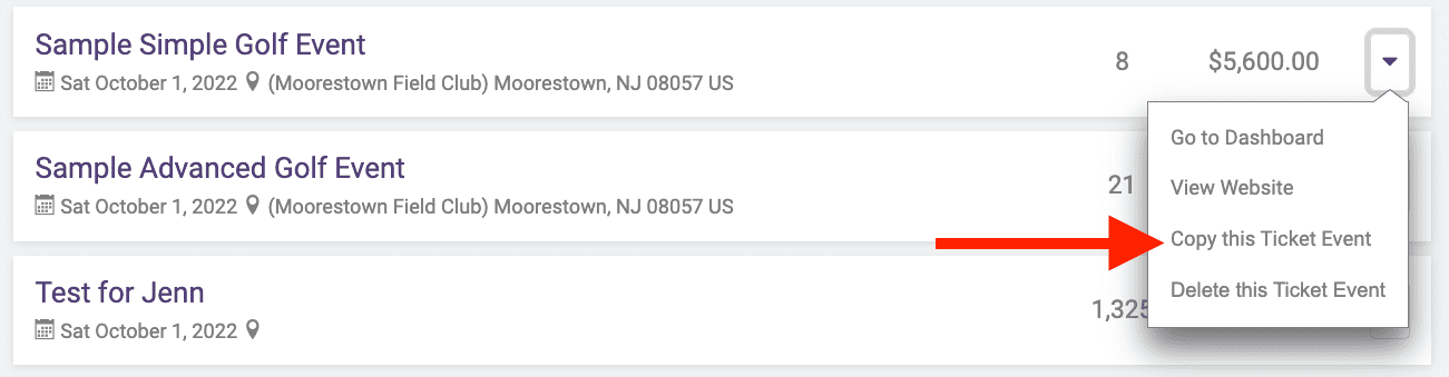 Copy Ticket Events - TicketSignup