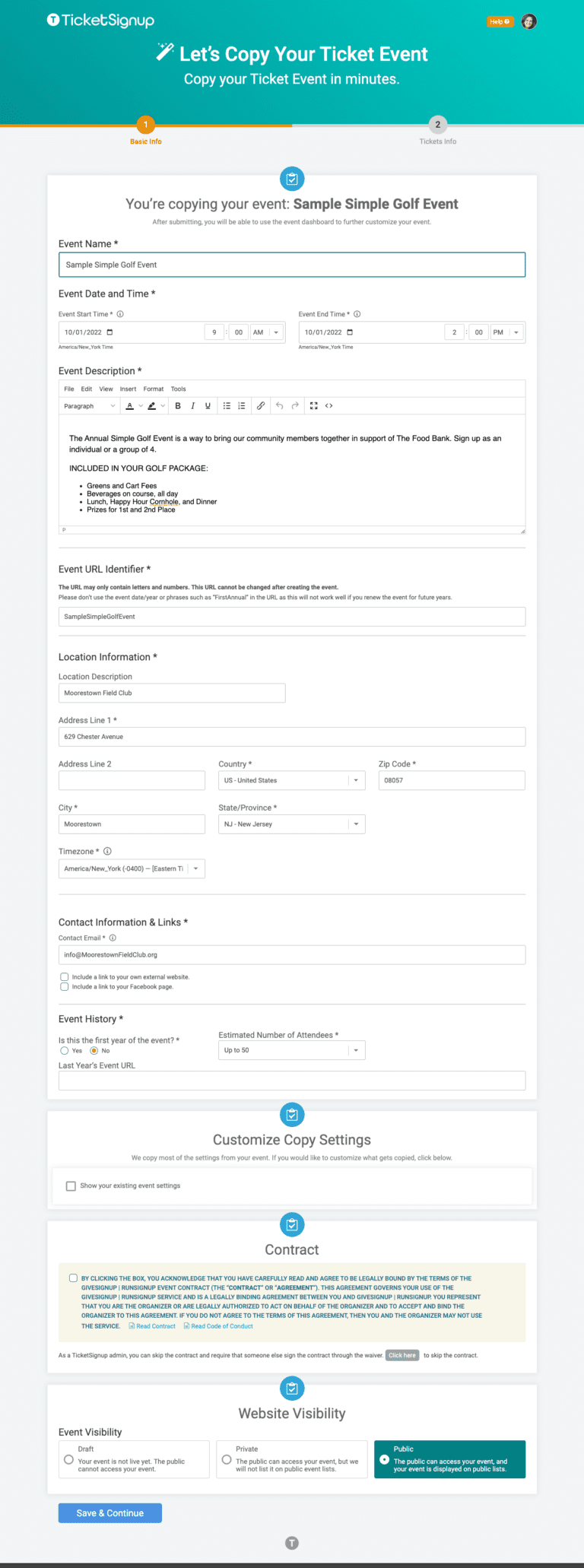 Copy Ticket Events - TicketSignup