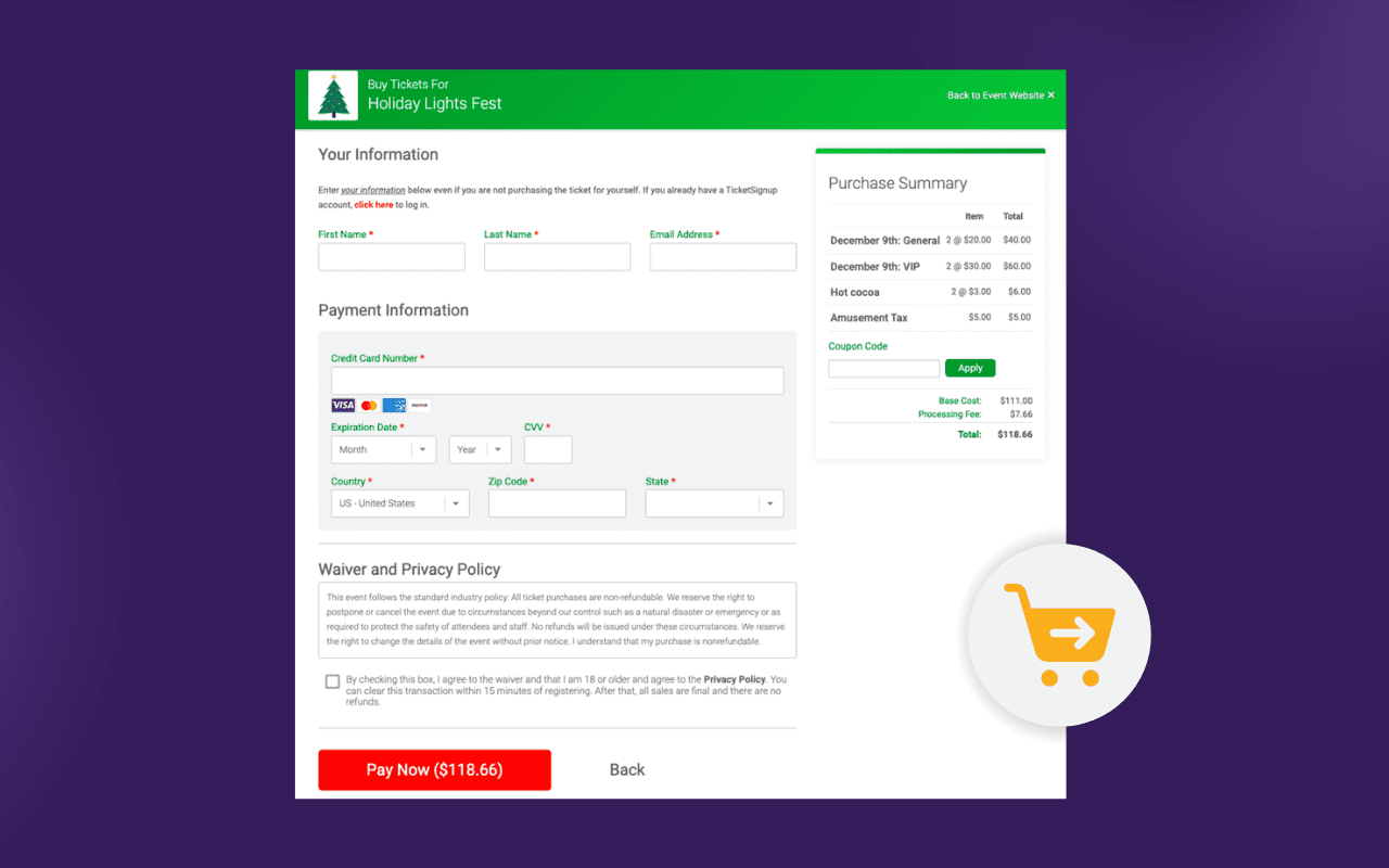 Fast Checkout for Tickets - TicketSignup
