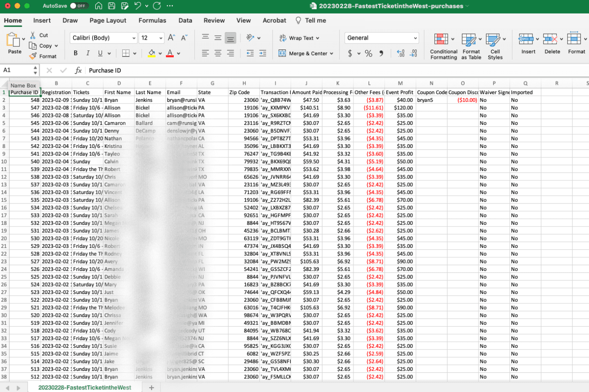 Export Visible Columns on Ticket Reports - TicketSignup