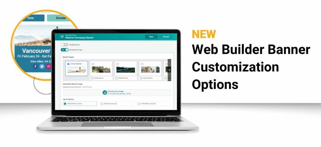 New Web Builder Banner Customization Options - TicketSignup