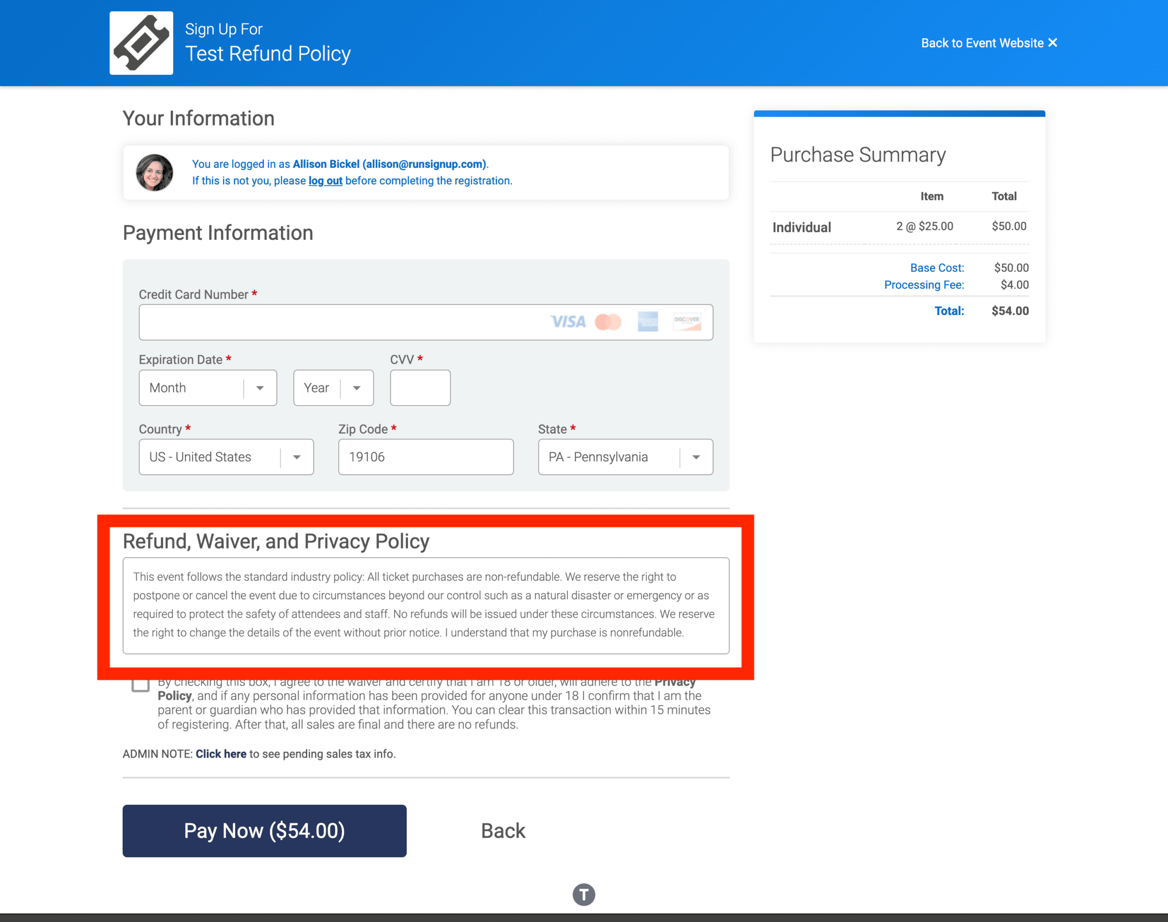 Default "No Refunds" Policy to Fight Chargebacks - TicketSignup