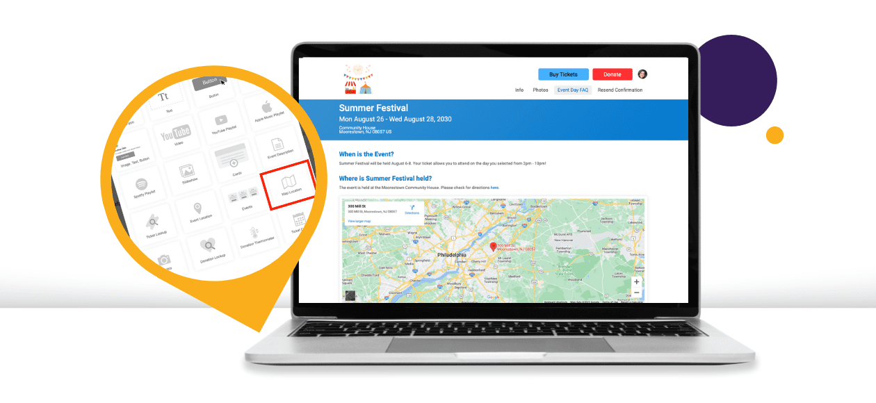 Map Component Added to Website Builder - TicketSignup
