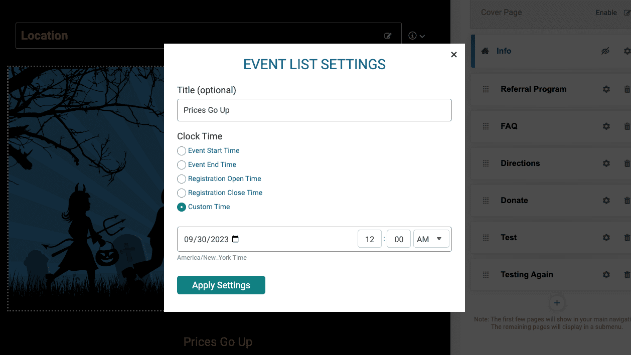 Countdown Clock Component for Website Builder - TicketSignup