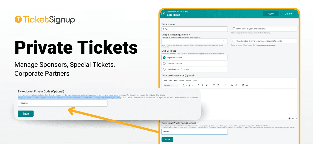 Private Tickets - TicketSignup