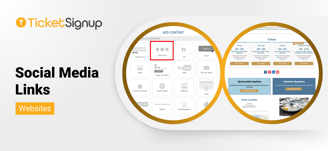 Social Media Links for Ticket Websites - TicketSignup