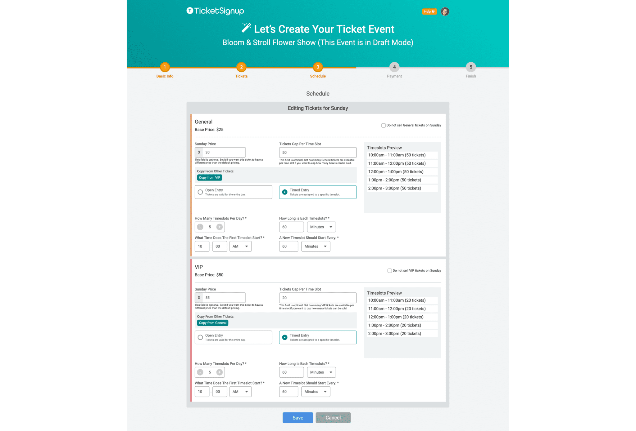 Calendar-Based MTE Timed Entry - TicketSignup