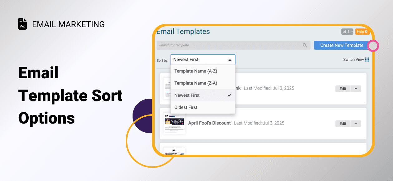 Email Template Sort Options - TicketSignup