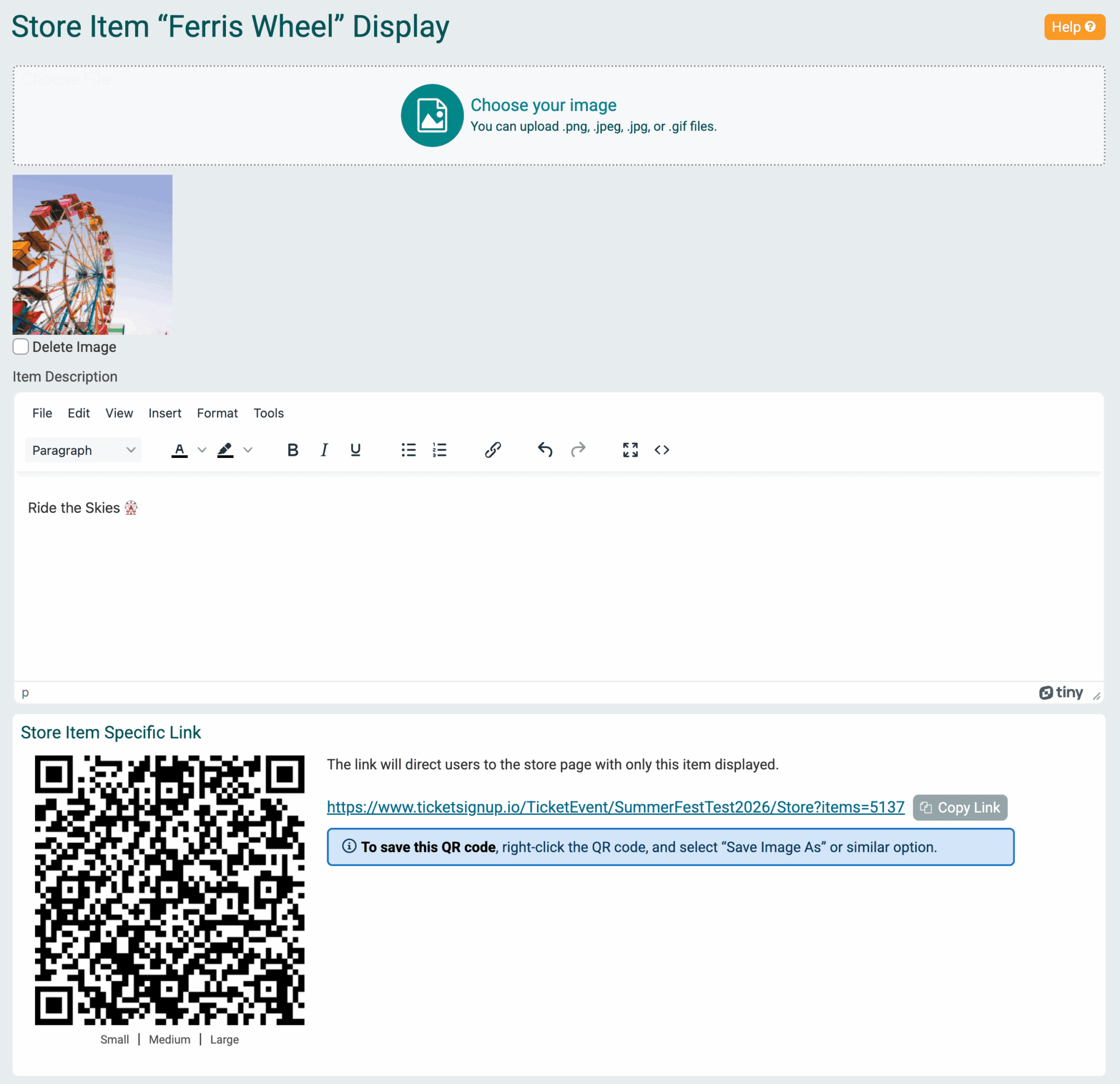 QR Codes for Store Items - TicketSignup